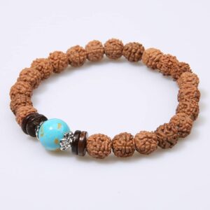 4pcs Rudraksha Seeds Buddha Yoga Bracelets Set Handmade Beaded Meditation Wrist Stretch Charm Bracelet for Women Men