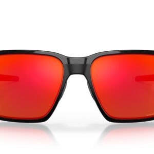 Oakley Men's OO4143 Parlay Rectangular Sunglasses, Matte Black/Prizm Ruby, 58 mm