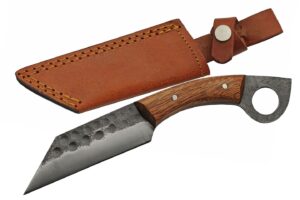 szco supplies 9.5” full tang wood handle seax blade hunting knife with sheath, brown (hs-4442)