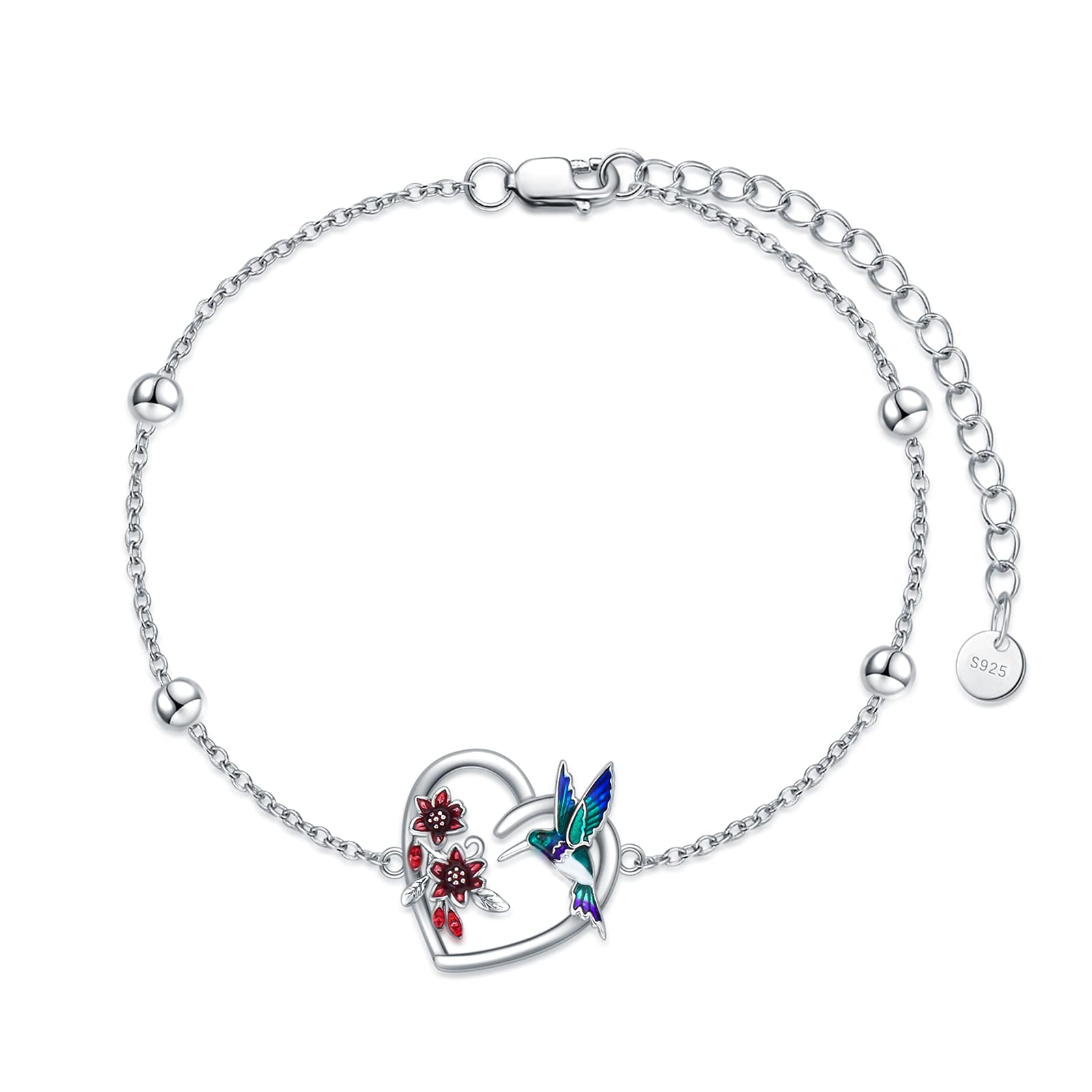 LONAGO Hummingbird Bracelet Silver Hummingbird Chain Bracelet Gift for Women