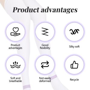 2 Pairs TED Hose Compression Stockings Thigh High Knee High 15-20 mmHg Compression TED Hose with Inspect Toe Hole TED Compression Socks for Leg Edema Swelling Soreness Pain (White- Purple,XL Size)