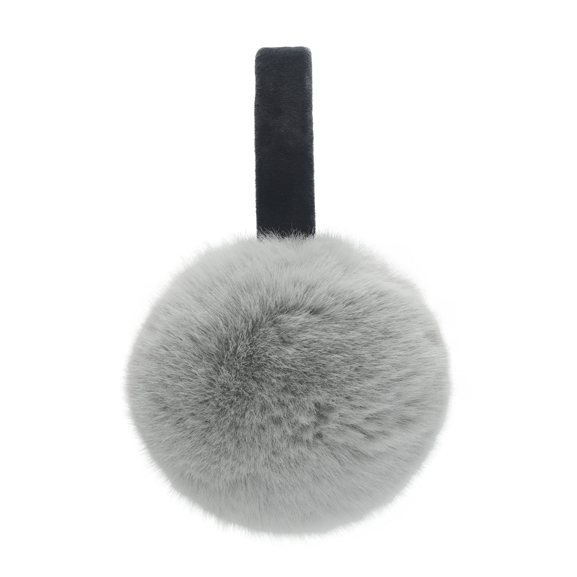 ZLYC Winter Faux Fur Foldable Earmuffs Cute Fuzzy Ear Muffs for Women Girls (Greyish Green)