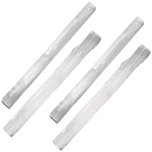 crystal selenite wands large selenite wands bulk 8 inch healing selenite sticks energy white long healing stone for yoga reiki cleansing and protection (4 pieces)