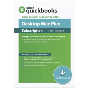 quickbooks desktop mac plus 2022 accounting software for small business 1-year subscription with shortcut guide [mac download]