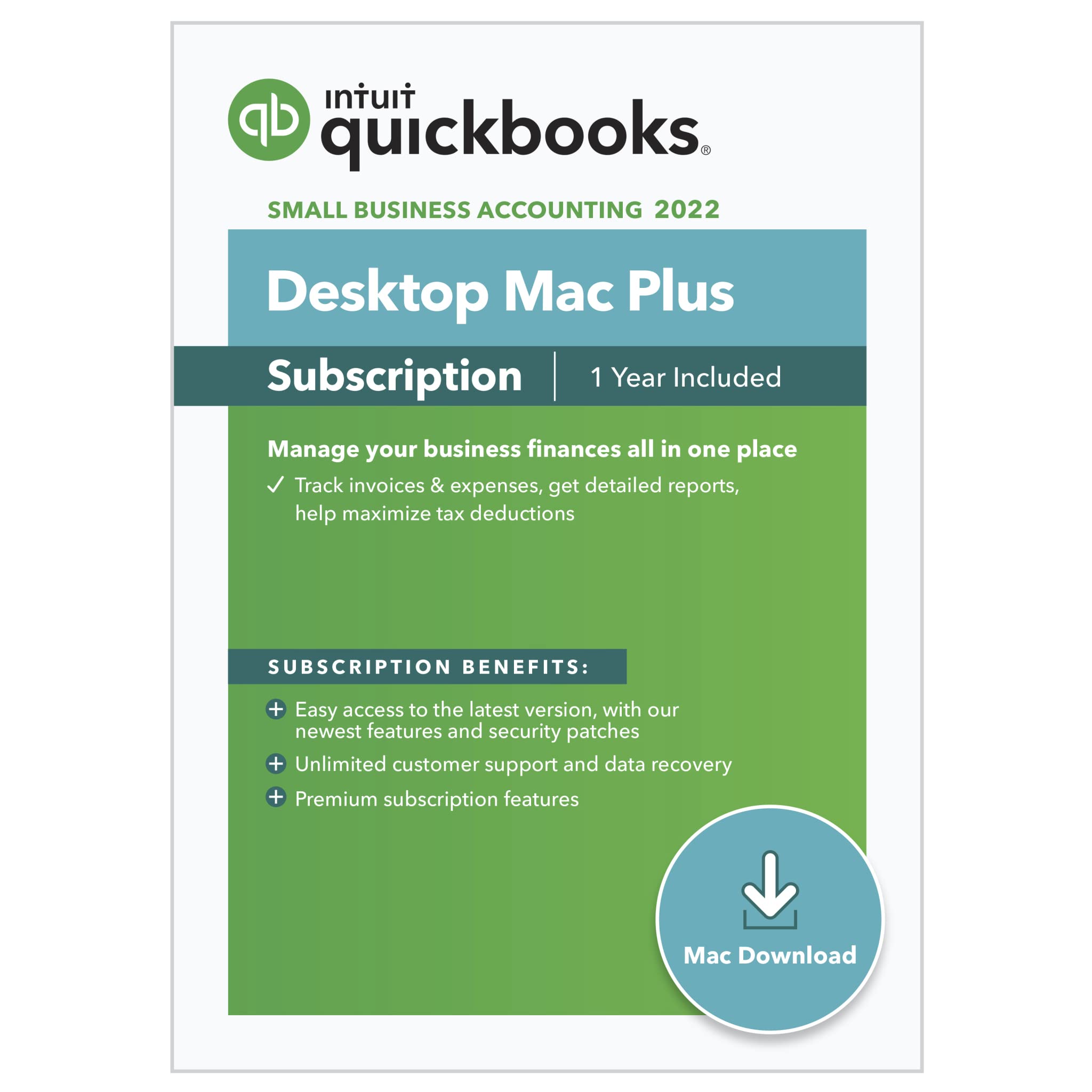 QuickBooks Desktop Mac Plus 2022 Accounting Software for Small Business 1-Year Subscription with Shortcut Guide [Mac Download]