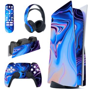 playvital origin of chaos full set skin decal for ps5 console disc edition, sticker vinyl decal cover for ps5 controller & charging station & headset & media remote