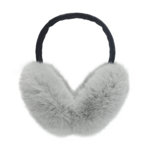 zlyc winter faux fur foldable earmuffs cute fuzzy ear muffs for women girls (greyish green)