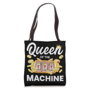 queen of slot machine funny casino gambling gambler graphic tote bag