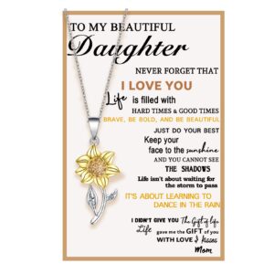 tarsus daughter necklace, daughter gifts from mom mother's day christmas gift sunflower jewerly birthday to my daughter valentines