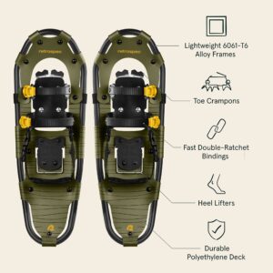 Retrospec Unisex Adult Snowshoes, Olive, 25 US