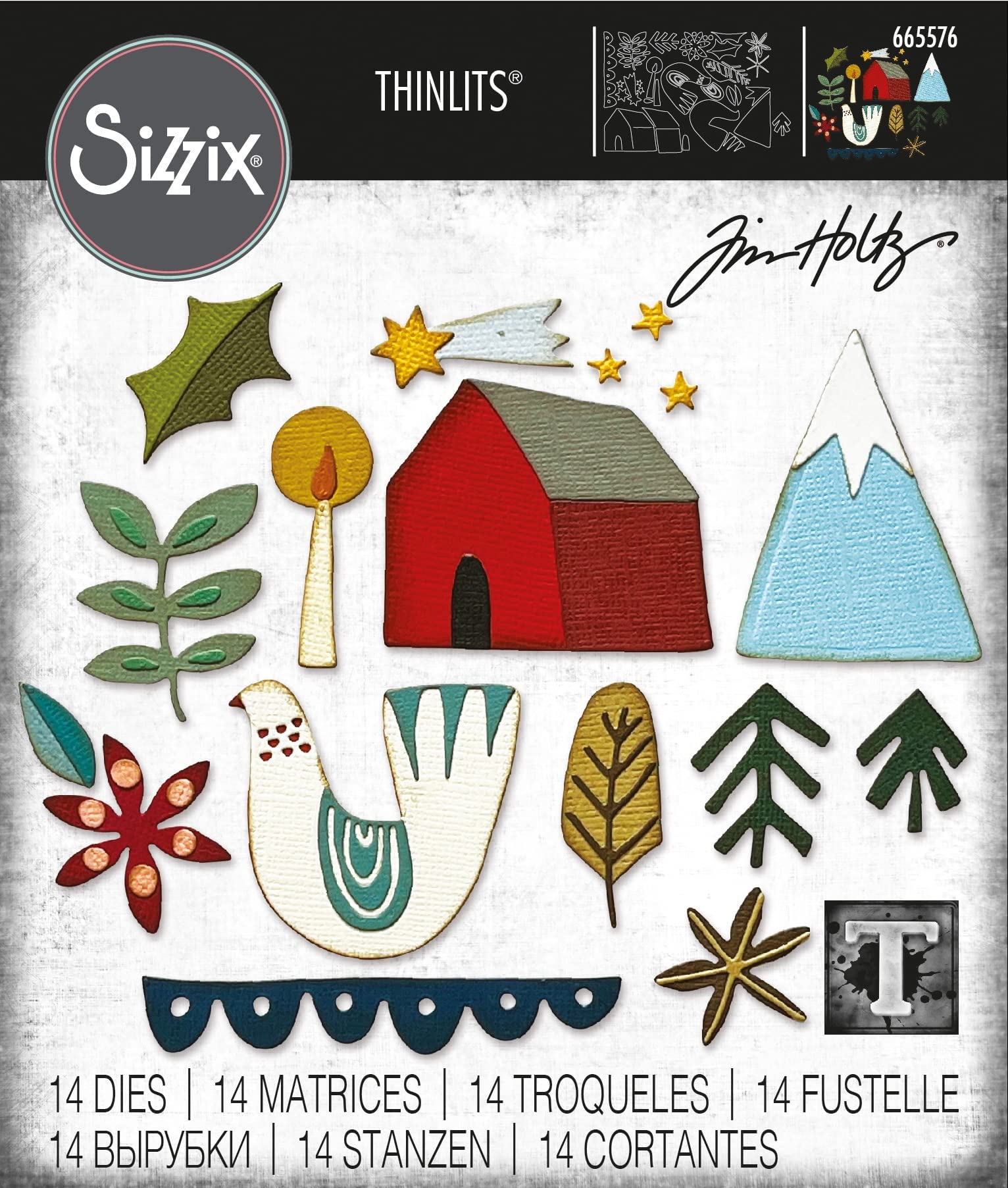 Sizzix Christmas Thinlits Die Set Funky Nordic by Tim Holtz