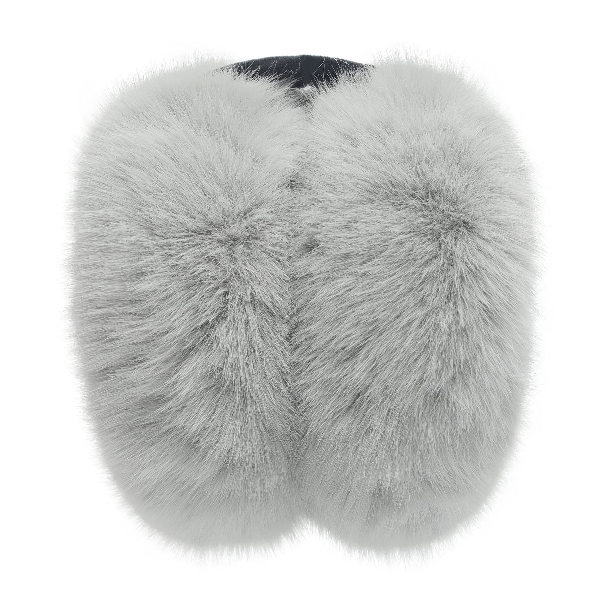 ZLYC Winter Faux Fur Foldable Earmuffs Cute Fuzzy Ear Muffs for Women Girls (Greyish Green)