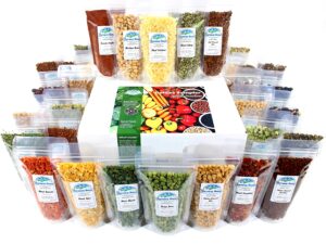 harmony house deluxe sampler - 32 count variety pack, resealable zip pouches, for cooking, camping, emergency supply and more