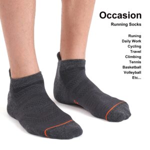 CelerSport 6 Pack Men's Running Ankle Socks with Cushion, Low Cut Athletic Sport Tab Socks, Grey, Shoe Size: 9-12