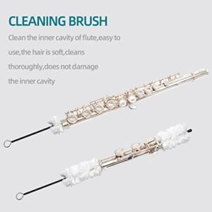 Flute Cleaning Kit Include 1pc Cotton Cleaning Brush, Flute Swab, Double-End Dust Brush,Flute Cleaning Rod, Screwdriver for Flute Repairing,Cork Grease, a Pair Cotton Gloves, 1pc Flute Cleaning Cloth