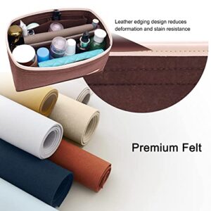 Doxo Purse Organizer Insert for Handbags & Base Shaper 2pc Set, Tote Bag Organizer Insert with 6 Sizes, Compatible with Speedy 25/30/35 More(M-Brown)