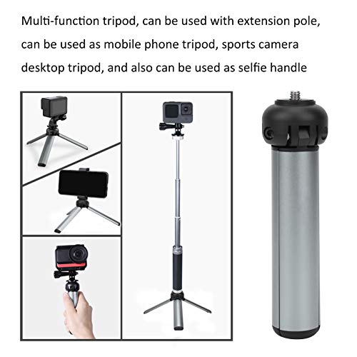 Desktop Tripod, Mini Multi‑function Tripod Aluminium Alloy Tripod Handheld Aluminium Alloy for OM4 Action Camera for Photographers(Mini version Titanium)