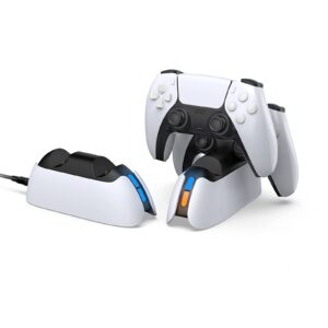 PS5 Controller Charging Station, Fast Charging PlayStation 5 Dualsense Charging Station with LED Indicator White