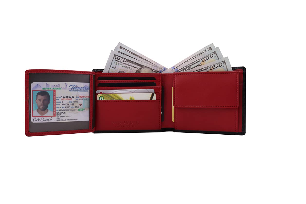 Baggourie RFID Trifold Leather Wallet (Red)