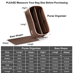 Doxo Purse Organizer Insert for Handbags & Base Shaper 2pc Set, Tote Bag Organizer Insert with 6 Sizes, Compatible with Speedy 25/30/35 More(M-Brown)