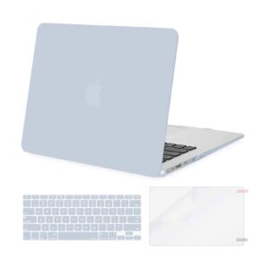 mosiso compatible with macbook air 13 inch case (models: a1369 & a1466, older version 2010-2017 release), protective plastic hard shell case & keyboard cover & screen protector, baby blue