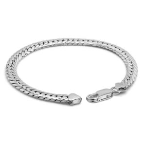 dankadi men italian solid 925 sterling silver herringbone bracelet 6mm flat snake chain 6.5 "7" 7.5 "8" 8.5 "9" women bangle fine jewelry gift (silver, 7.5 inches)