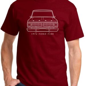 1972 Ford F100 Pickup Truck Front End Design Classic Print Tshirt XX-Large Maroon