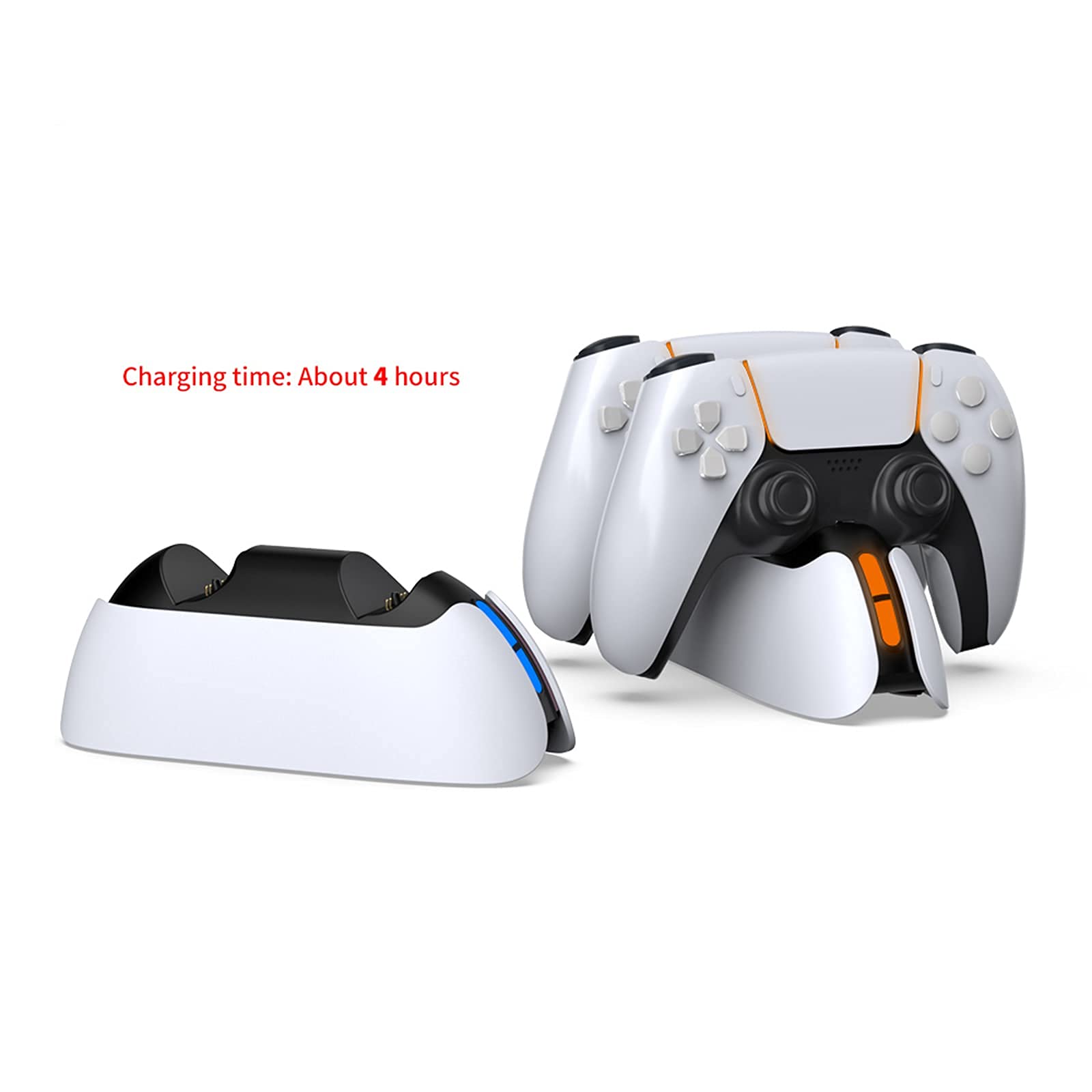 PS5 Controller Charging Station, Fast Charging PlayStation 5 Dualsense Charging Station with LED Indicator White