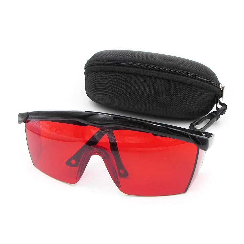 Eye Protection Safety Glasses For Red Laser Level, Rotary And Multi-Line Laser Tools-Goggles With Adjustable Temples (Including Protective Case)