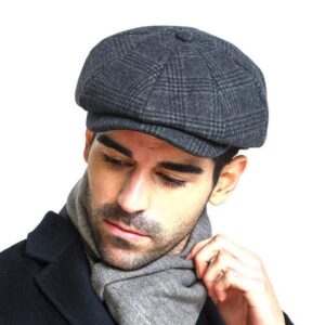 Men’s Vintage Newsboy Gatsby Hat Blend Wool Flat Ivy Cabbie Autumn Winter Cap Boyfriend Gift (XXL)