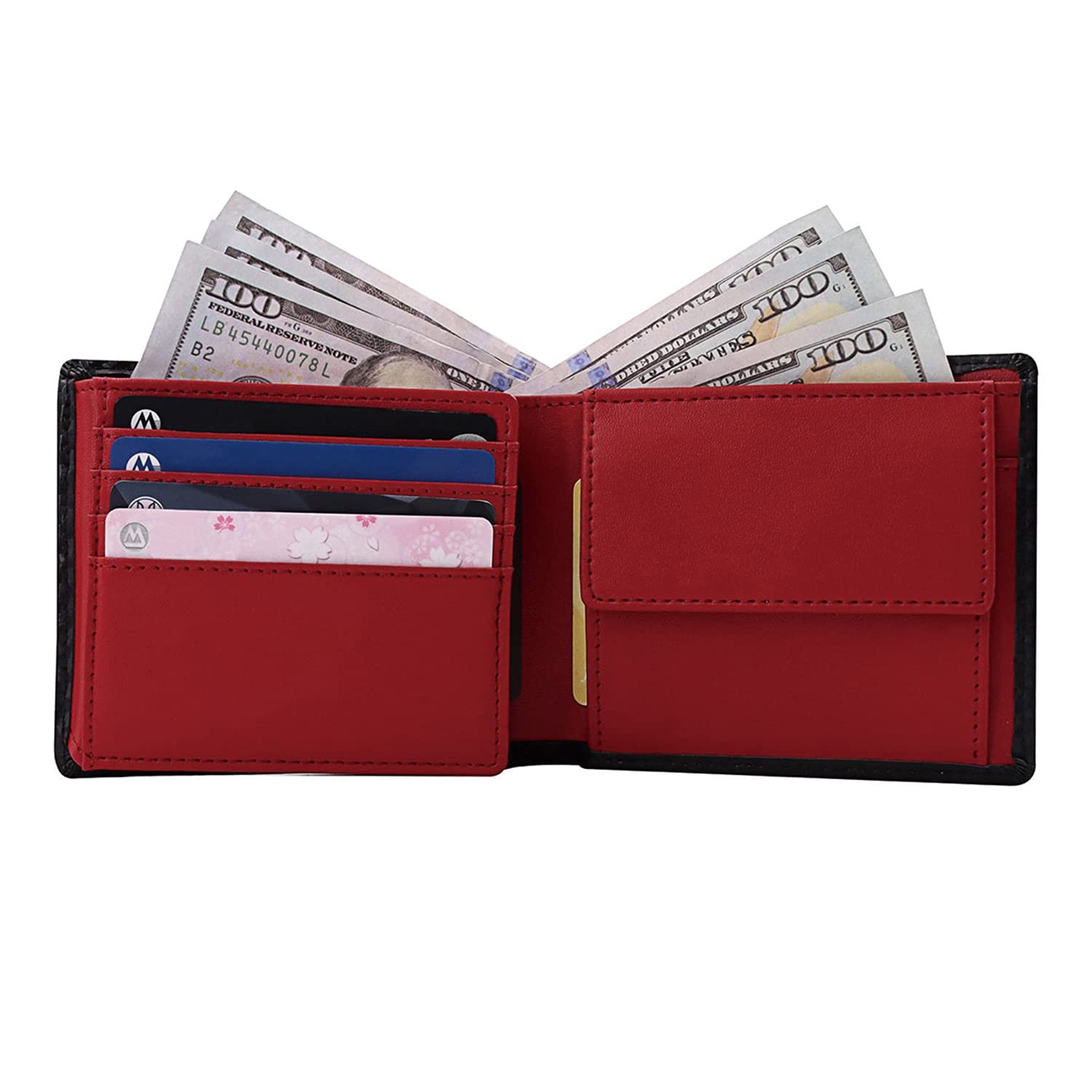 Baggourie RFID Trifold Leather Wallet (Red)