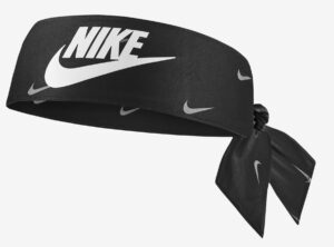 black / white / grey logo nike dri-fit head tie headband