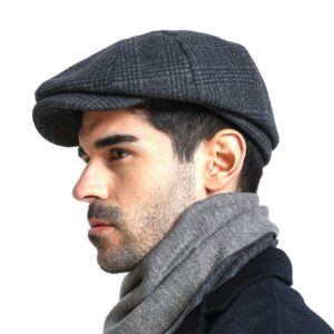 Men’s Vintage Newsboy Gatsby Hat Blend Wool Flat Ivy Cabbie Autumn Winter Cap Boyfriend Gift (XXL)