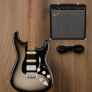 Fender Player Plus Stratocaster Electric Guitar, with 2-Year Warranty, Silverburst, Pau Ferro Fingerboard