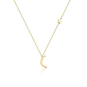 Tasiso Dainty Moon and Star Pendant Necklace Gold Crescent Moon Necklace Delicate Tiny Star Charm Necklace Minimalist Jewelry for Women 46cm