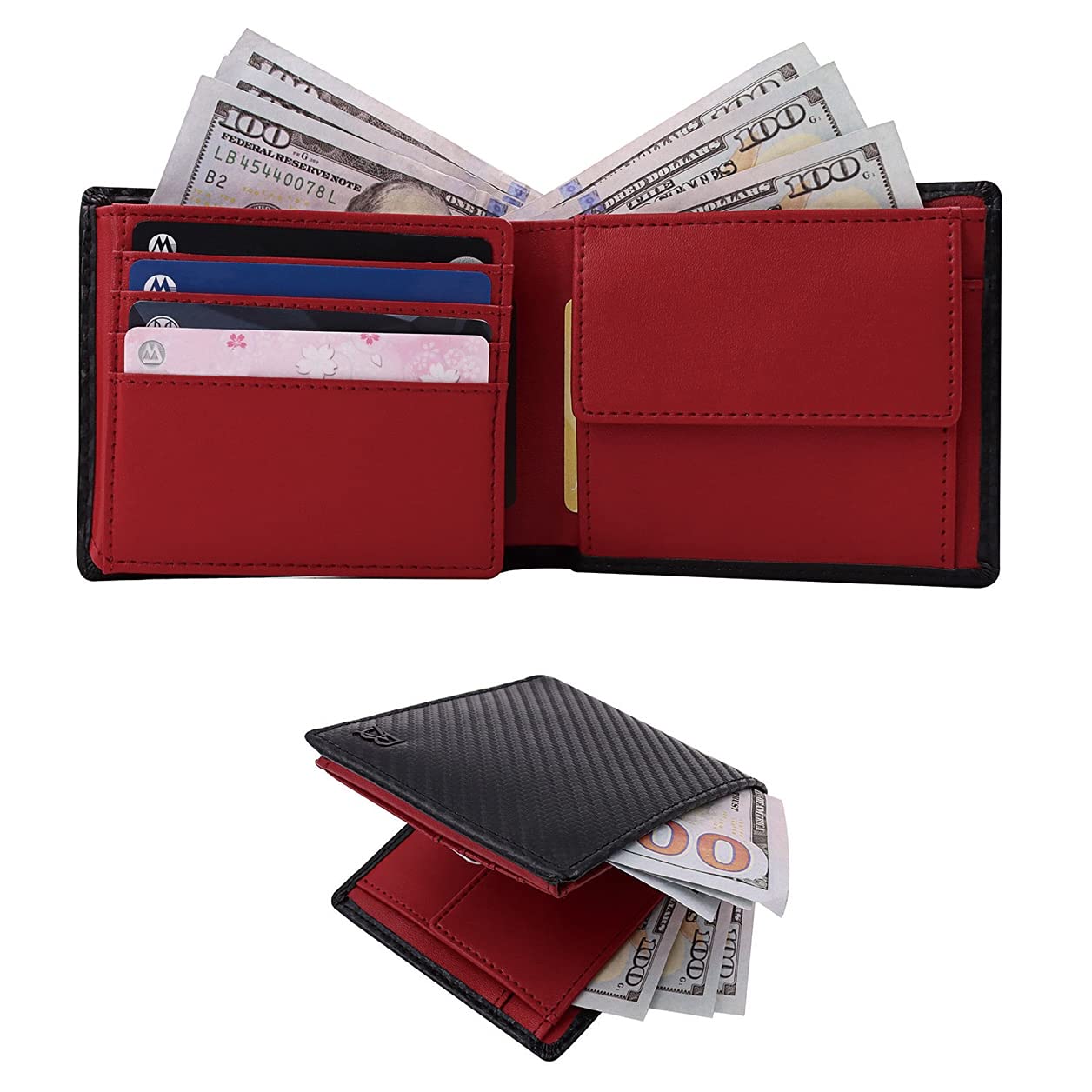 Baggourie RFID Trifold Leather Wallet (Red)