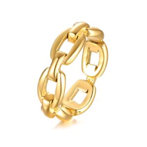 vnox 18k gold plated stainless steel cuff link ring for women,size 7