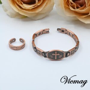 Vicmag Copper Magnetic Bracelet for Women 99.9% Solid Pure Copper Strong Magnets Jewelry Gift Adjustable Length