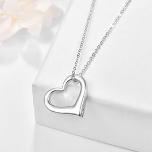 PRAYMOS Heart Urn Necklace for Ashes for Women 925 Sterling Silver Cremation Jewelry Necklace Urn Keepsake Memories Jewelry