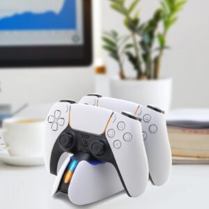 PS5 Controller Charging Station, Fast Charging PlayStation 5 Dualsense Charging Station with LED Indicator White