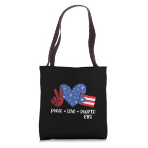 Peace Love Puerto Rico Puerto Rican Flag Tote Bag