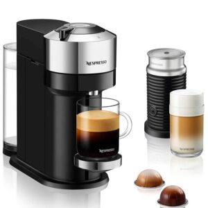 nespresso de'longhi vertuo next deluxe by de'longhi with aeroccino - chrome