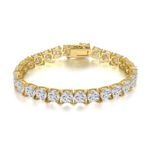 gemsme 5mm tennis bracelets for women, 18k gold plated 5mm round gorgeous cubic zirconia tennis bracelets for men