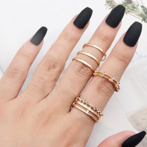 ONESING 25 Pcs Knuckle Rings for Women Stackable Rings Set Vintage Joint Finger Gold Rings for Women Men