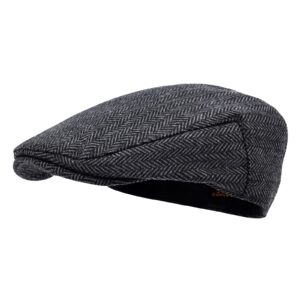 starance men hat wool blend newsboy ivy hat tweed flat cap (herringbone gray, 7 1/2)