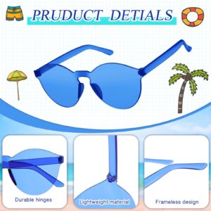 8 Pairs Rimless Sunglasses Colored Glasses Round Frameless Sunglasses Transparent Tinted Glasses Candy Color Sunglasses for Women Girls