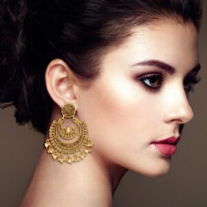 Saissa Gold Plated Bollywood Chandbali Boho Earrings Indian Jewelry for Women (Golden)