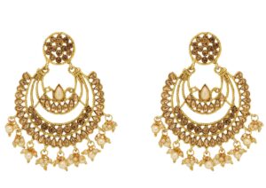 saissa gold plated bollywood chandbali boho earrings indian jewelry for women (golden)