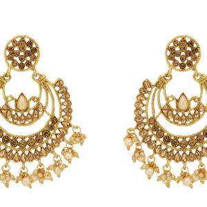 Saissa Gold Plated Bollywood Chandbali Boho Earrings Indian Jewelry for Women (Golden)