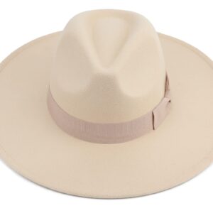 Pro Celia Big Wide Brim Women Fedora Hat (Rice)